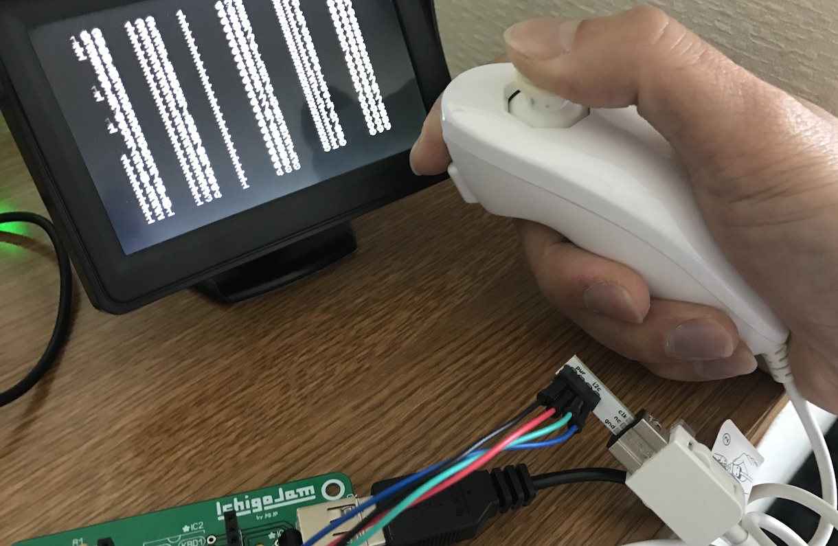 IchigoJam beta supported Wii Nunchuck via I2C